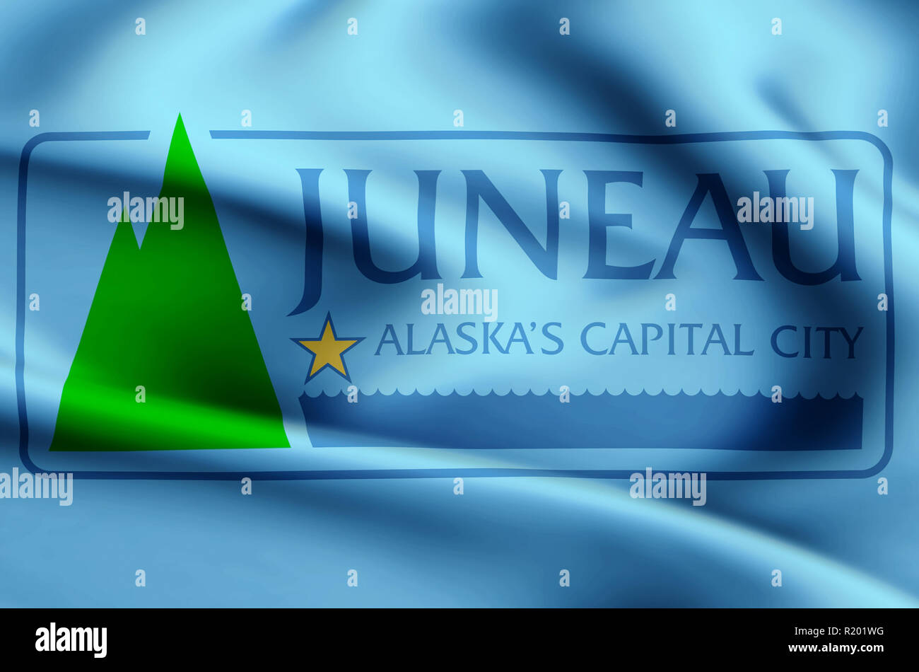 Juneau Alaska modern and realistic closeup flag illustration. Perfect ...