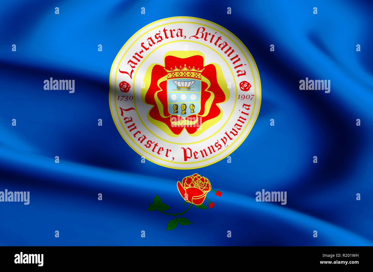 Lancaster Pennsylvania modern and realistic closeup flag illustration ...