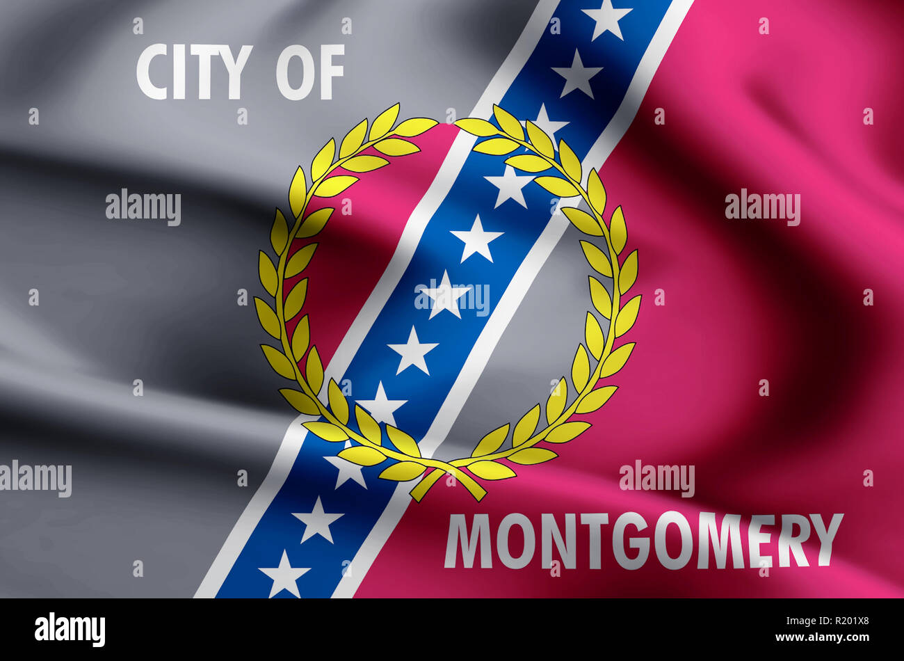 Montgomery Alabama modern and realistic closeup flag illustration ...