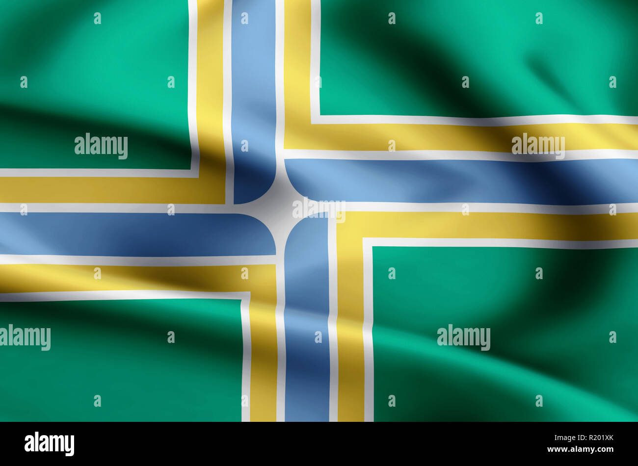 Portland Oregon modern and realistic closeup flag illustration. Perfect ...