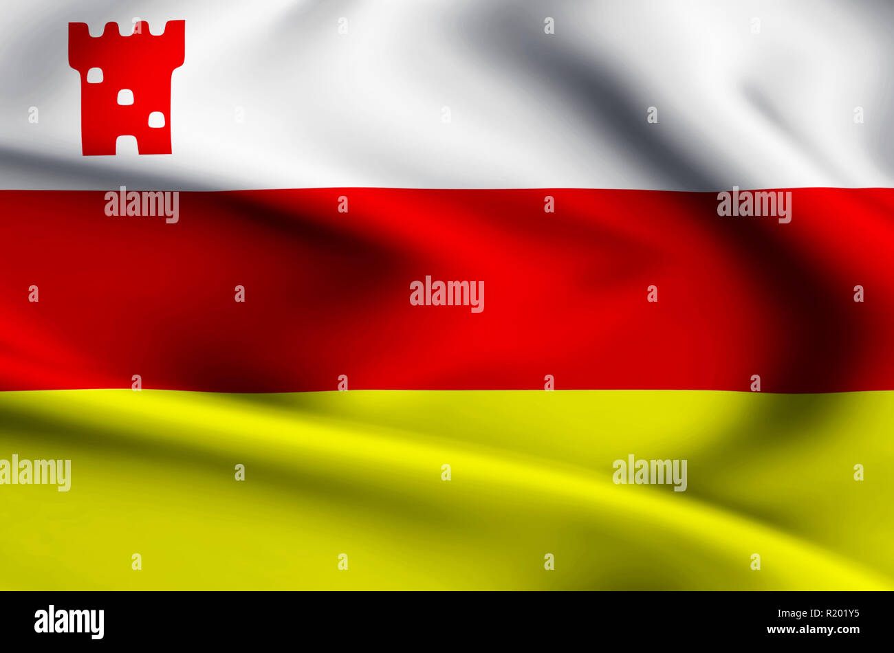 Santa Barbara California modern and realistic closeup flag illustration ...