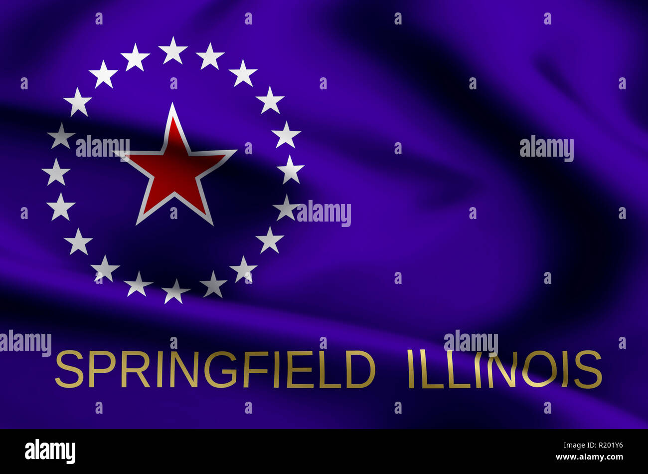 Springfield Illinois modern and realistic closeup flag illustration ...