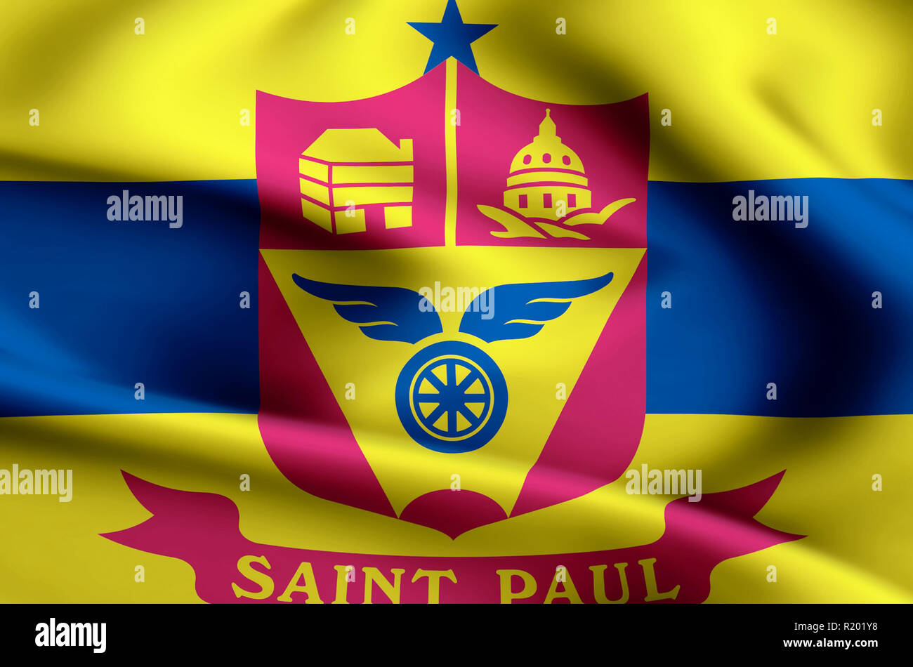 St. Paul Minnesota modern and realistic closeup flag illustration ...