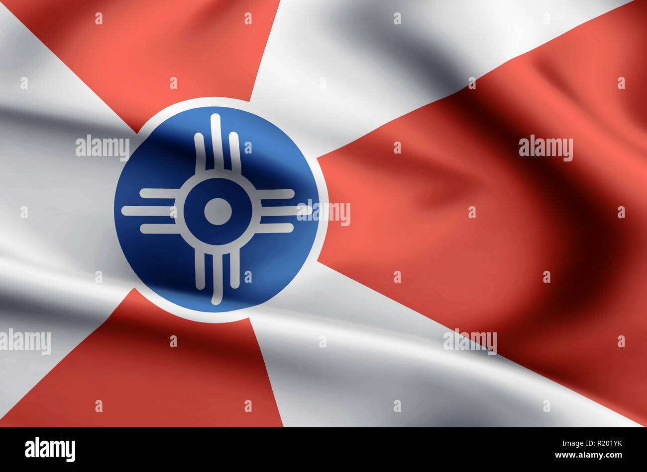 Wichita Kansas modern and realistic closeup flag illustration. Perfect ...