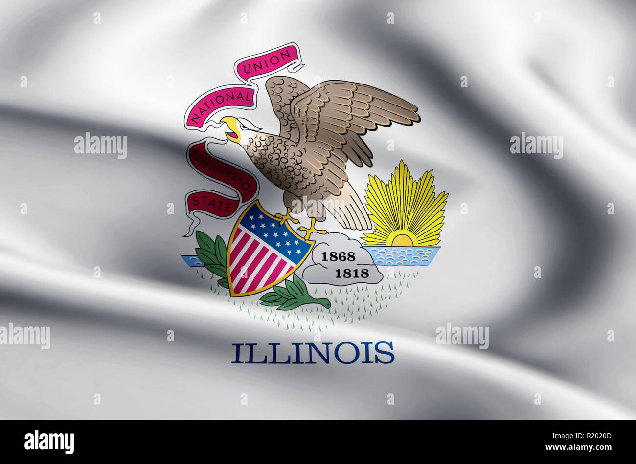 Illinois modern and realistic closeup flag illustration. Perfect for ...