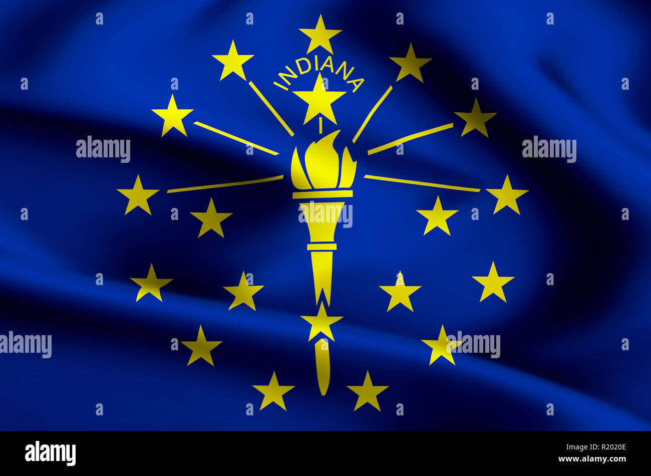 Indiana modern and realistic closeup flag illustration. Perfect for ...