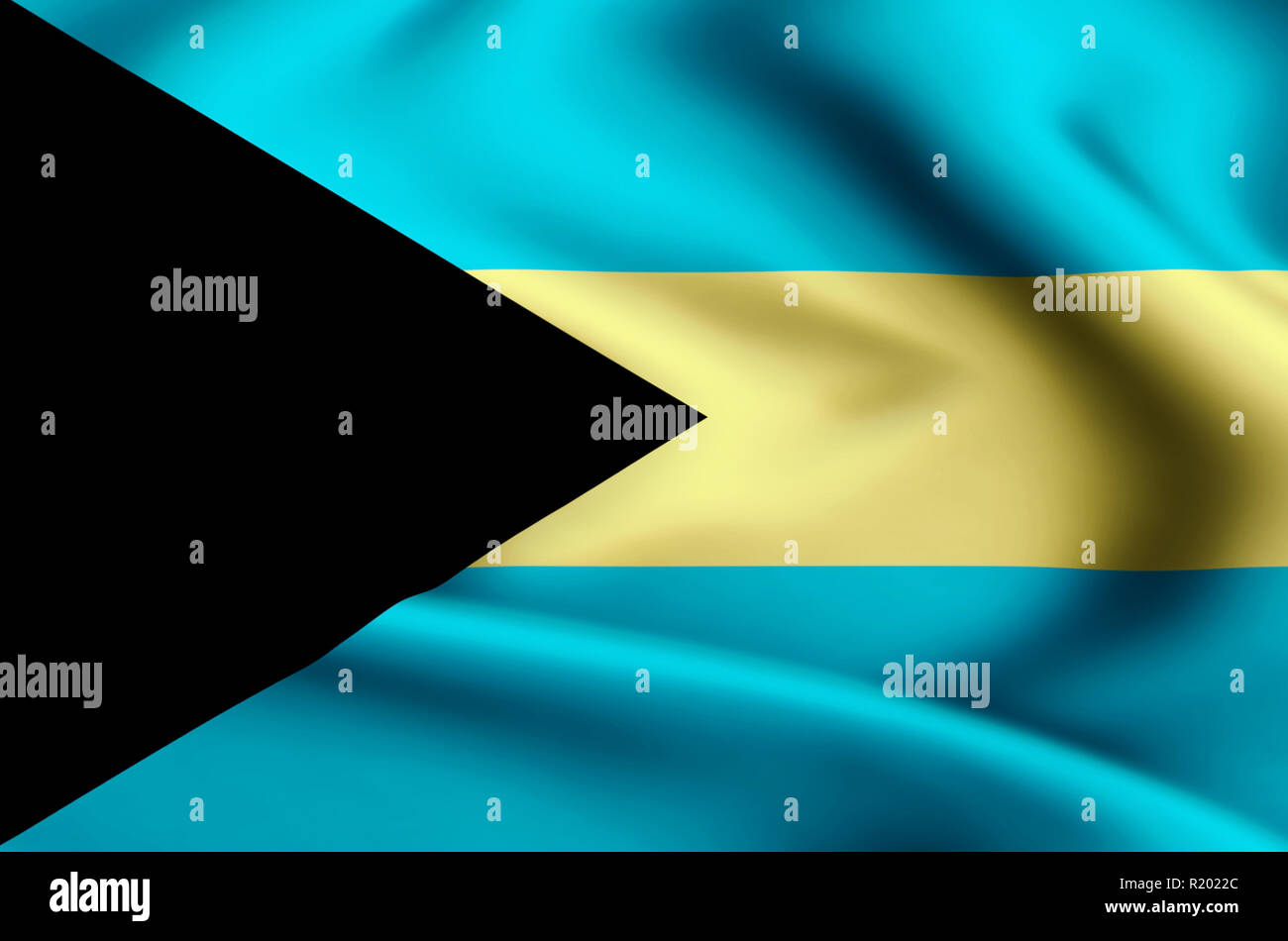 Bahamas modern and realistic closeup flag illustration. Perfect for ...