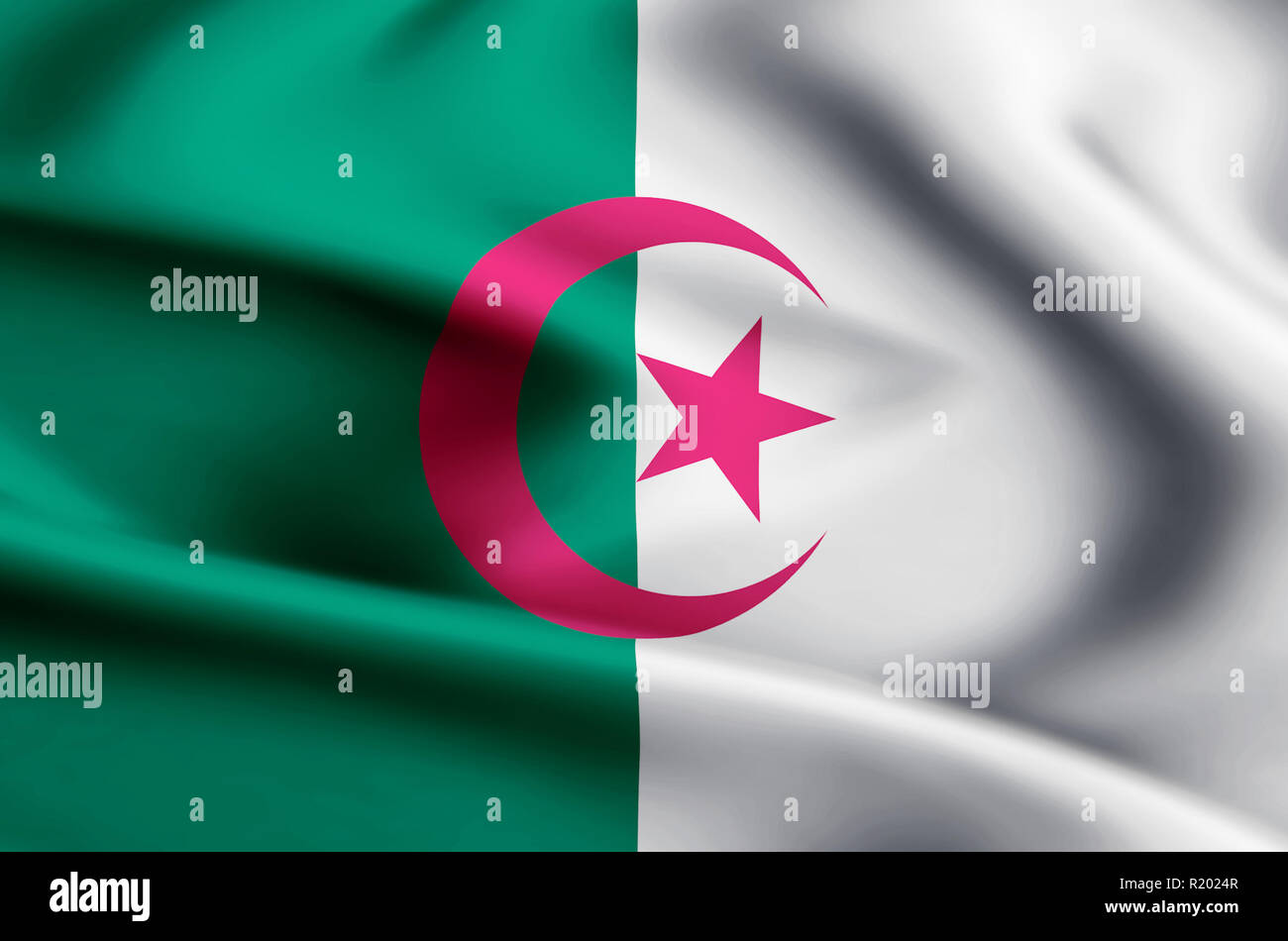 Algeria modern and realistic closeup flag illustration. Perfect for ...