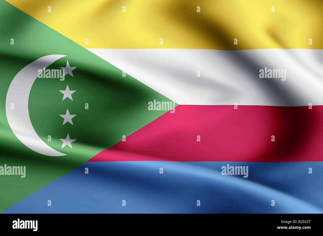 Comores modern and realistic closeup flag illustration. Perfect for ...
