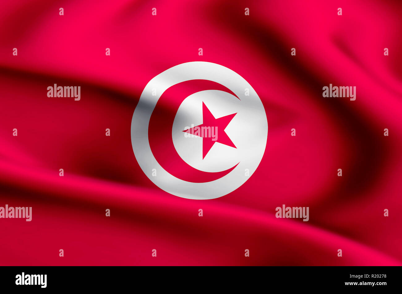Tunisia modern and realistic closeup flag illustration. Perfect for ...