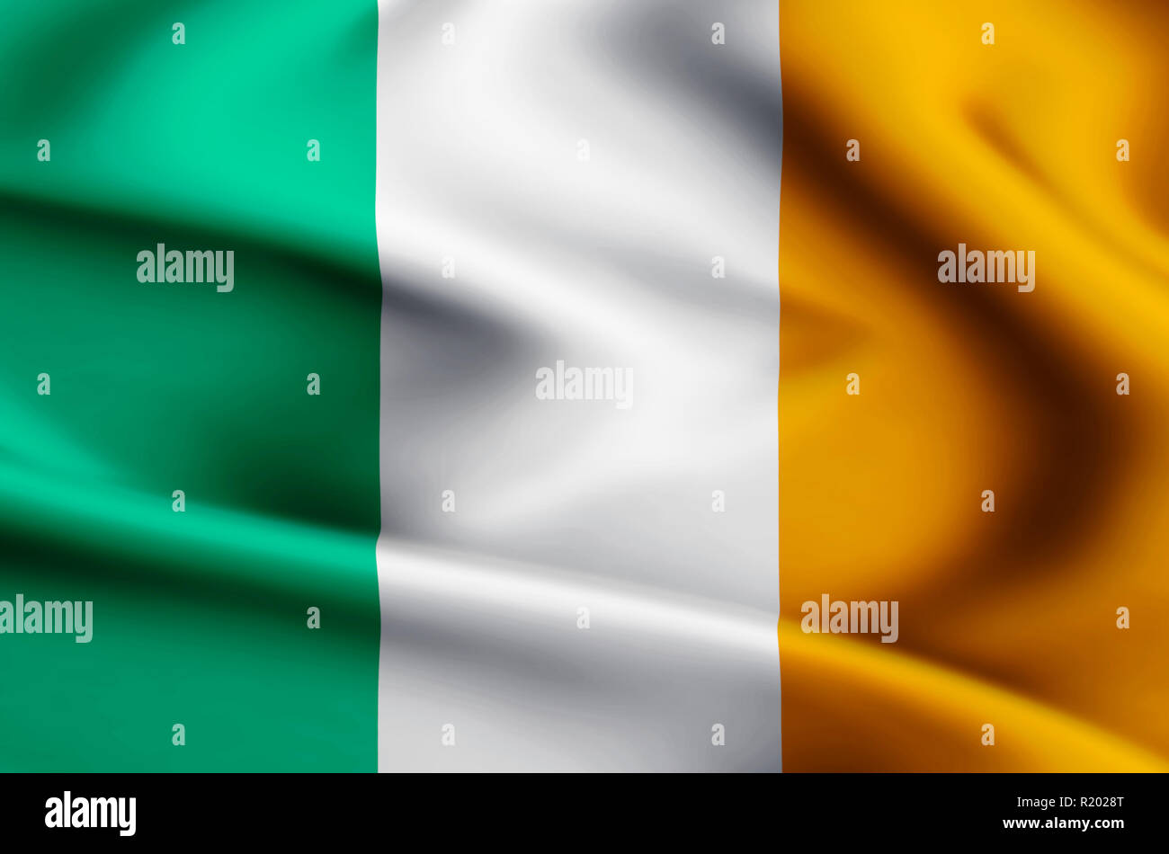 Ireland modern and realistic closeup flag illustration. Perfect for ...