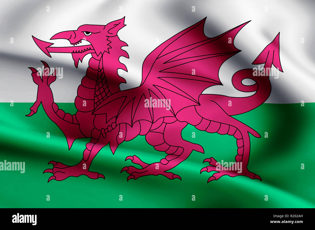 Wales modern and realistic closeup flag illustration. Perfect for background or texture purposes ...