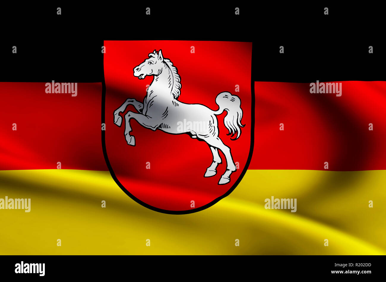 Lower Saxony modern and realistic closeup flag illustration. Perfect ...