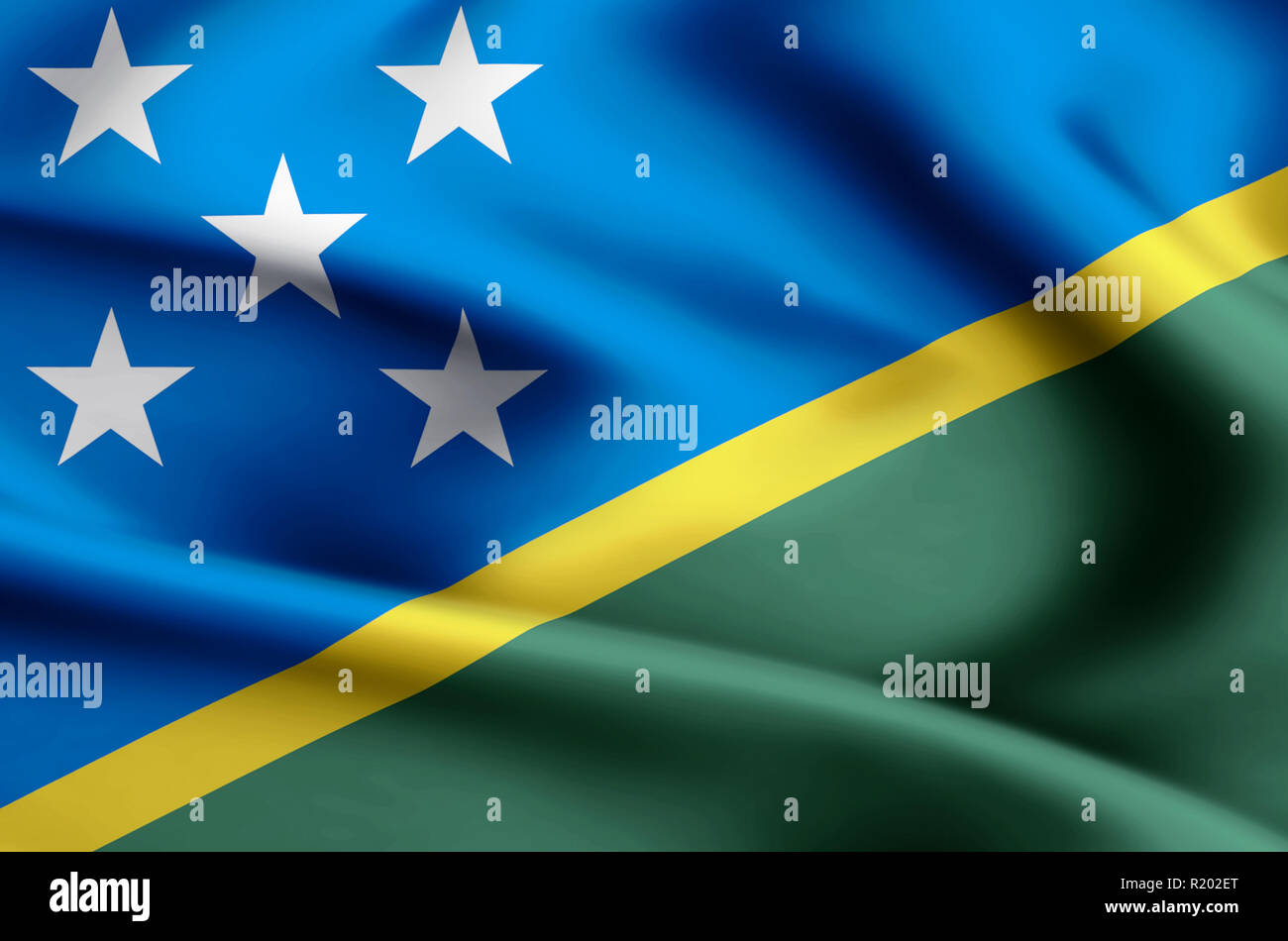 Salomon Islands modern and realistic closeup flag illustration. Perfect ...