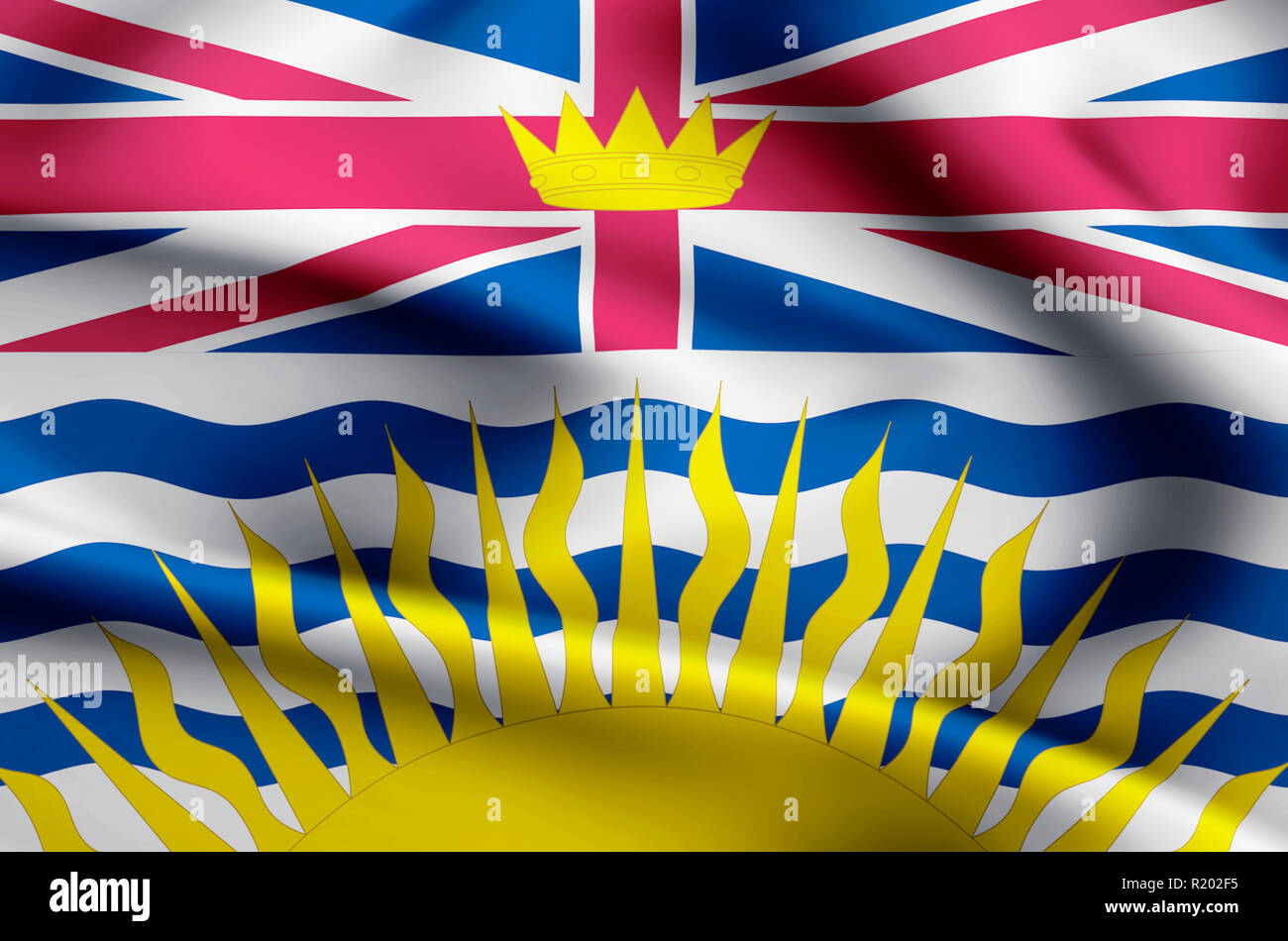 British Columbia modern and realistic closeup flag illustration ...
