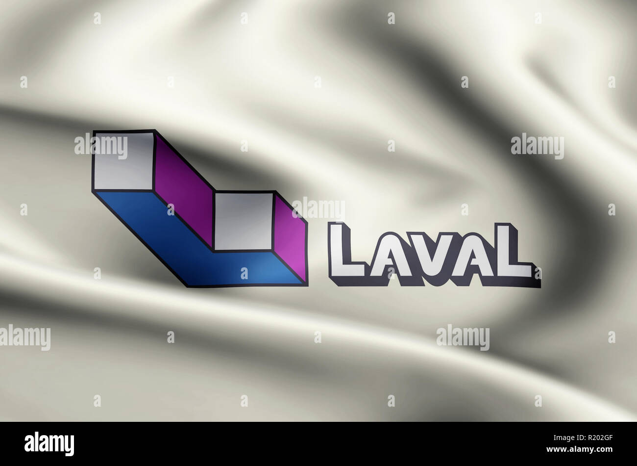 Laval Quebec modern and realistic closeup flag illustration. Perfect ...