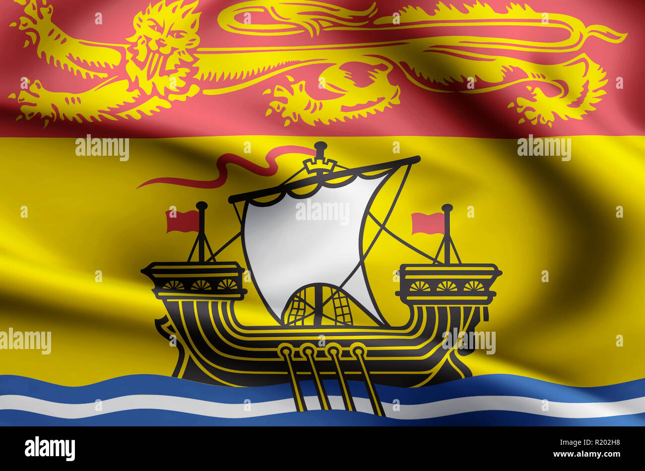 New Brunswick modern and realistic closeup flag illustration. Perfect ...