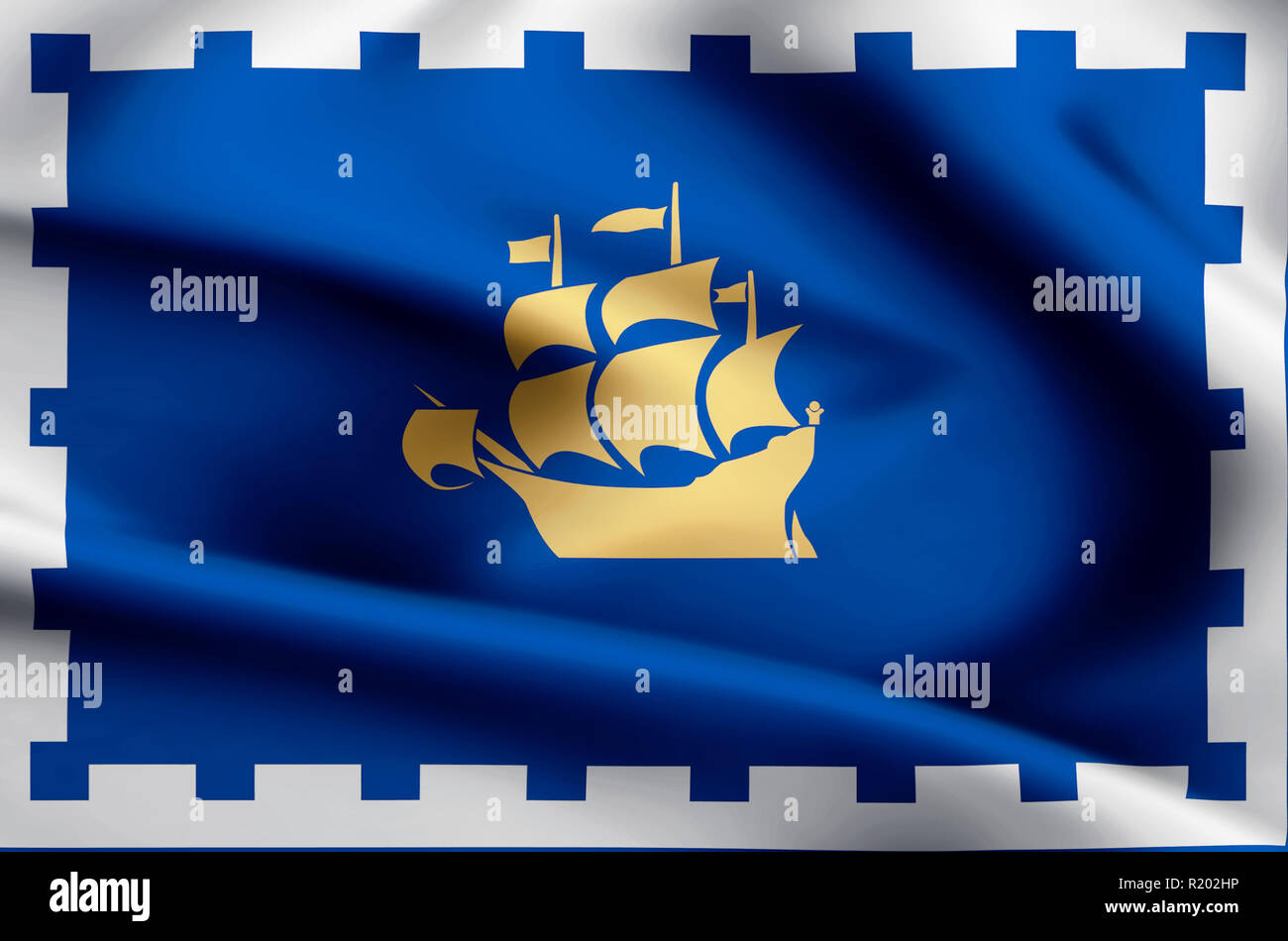 Quebec City modern and realistic closeup flag illustration. Perfect for ...