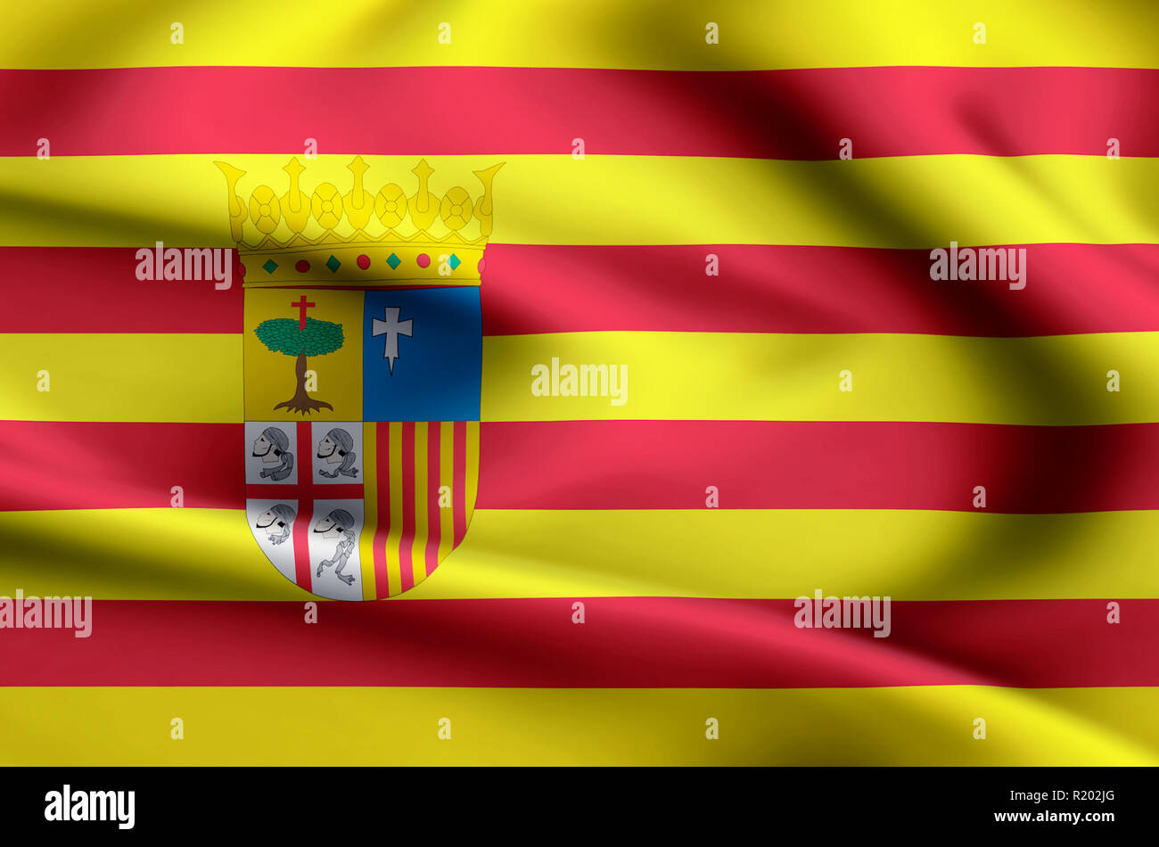 Aragon modern and realistic closeup flag illustration. Perfect for ...