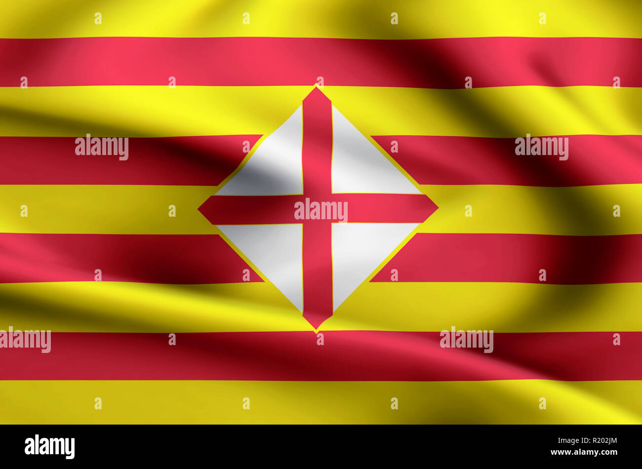 Barcelona modern and realistic closeup flag illustration. Perfect for ...