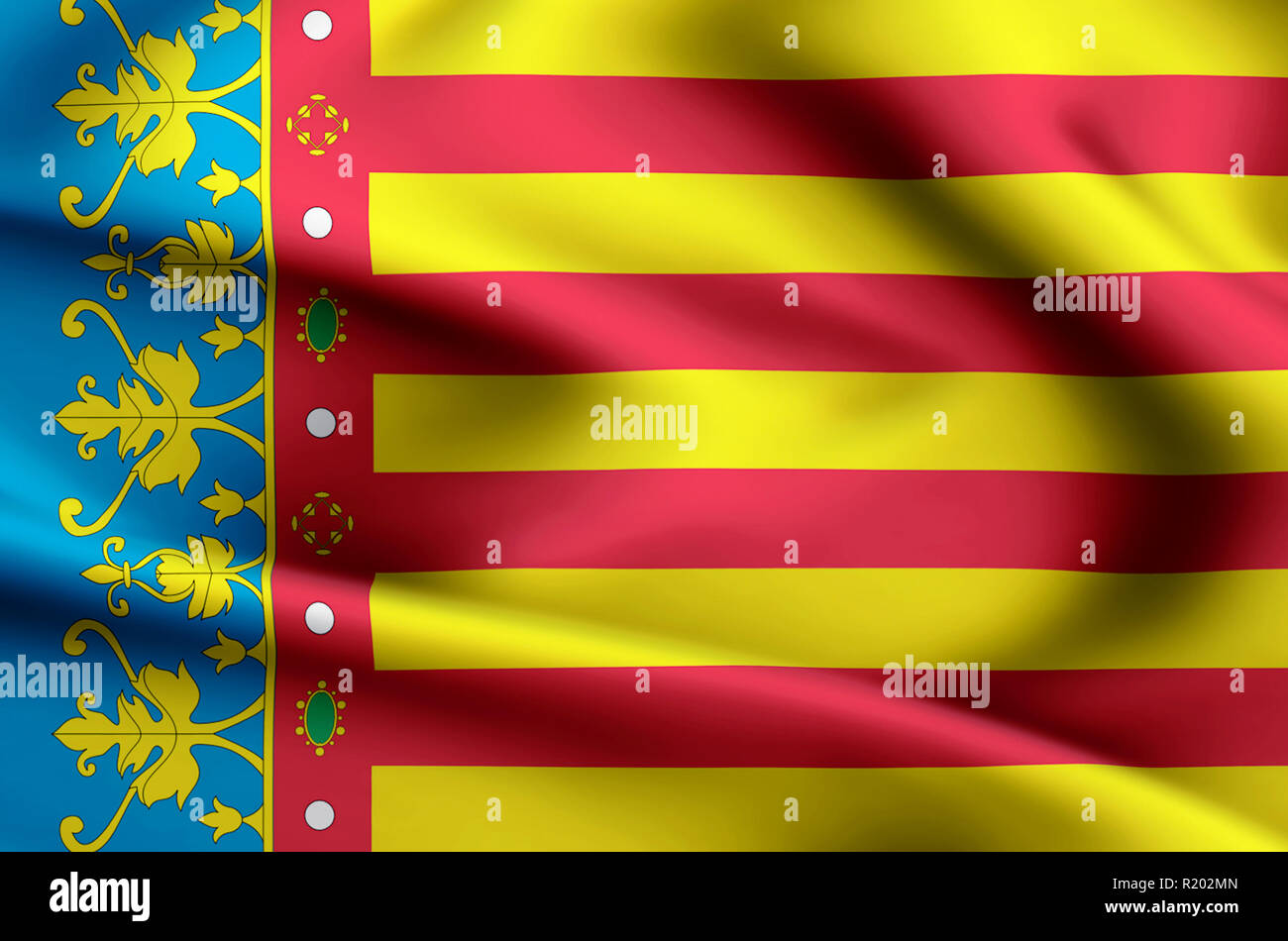 Valencia modern and realistic closeup flag illustration. Perfect for ...