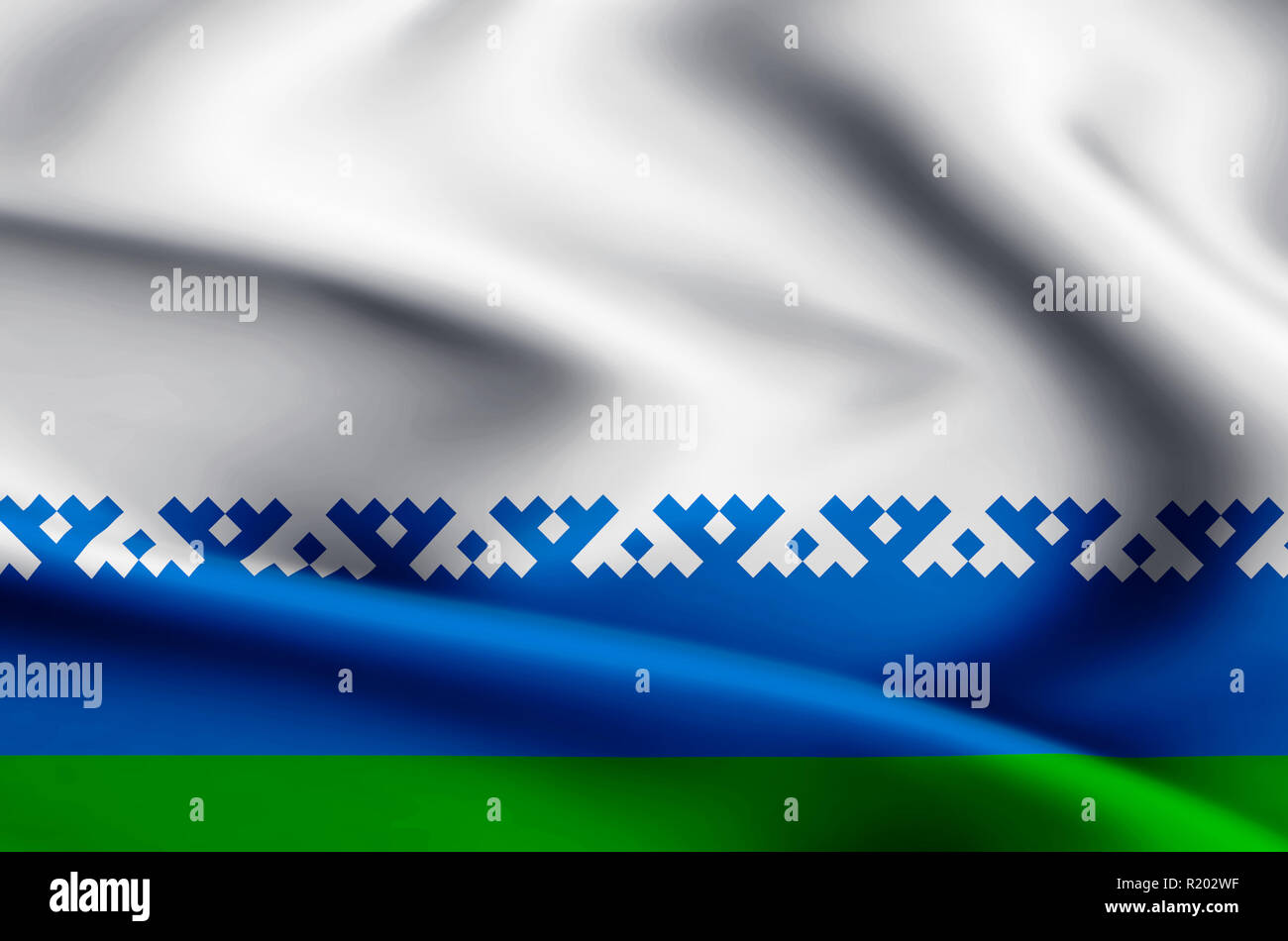 Nenets Autonomous District modern and realistic closeup flag ...
