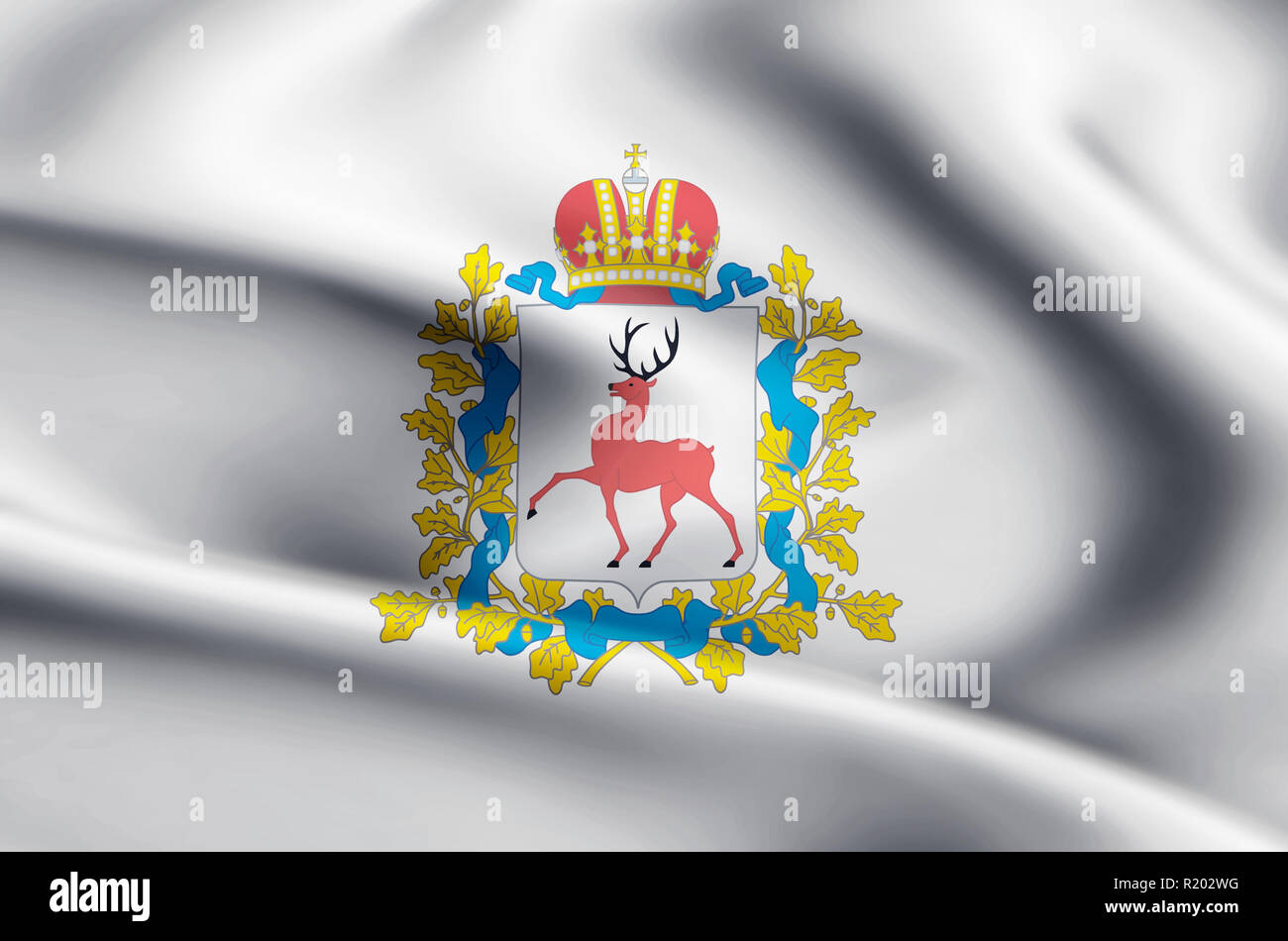 Nizhny Novgorod Region modern and realistic closeup flag illustration ...