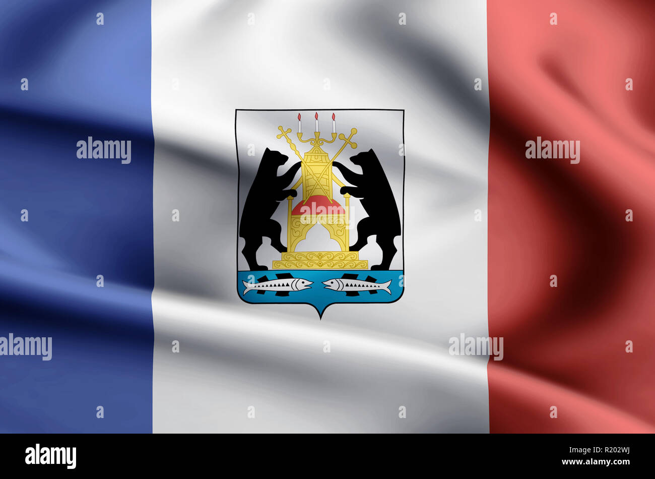 Novgorod modern and realistic closeup flag illustration. Perfect for ...