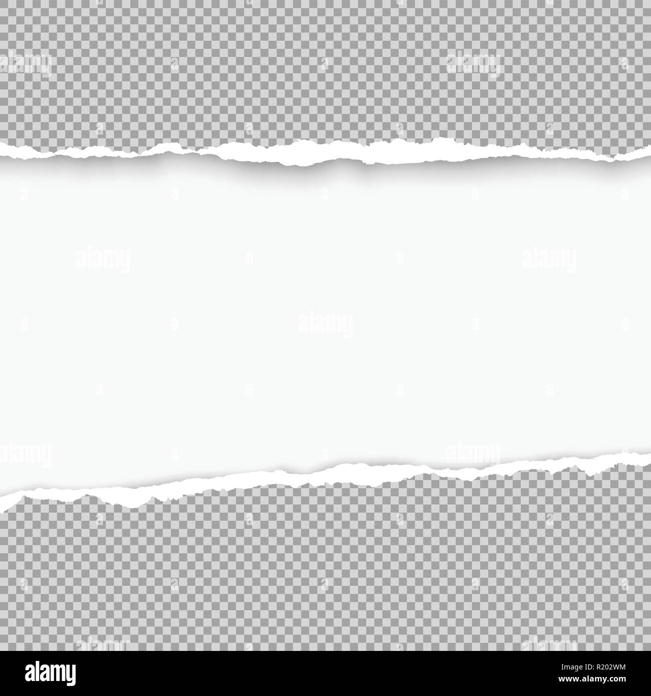Squared ripped grey paper for text or message are on white background ...