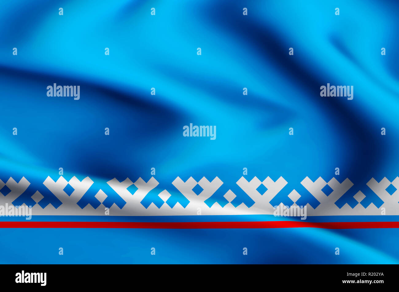 Yamal-Nenets Autonomous District modern and realistic closeup flag ...