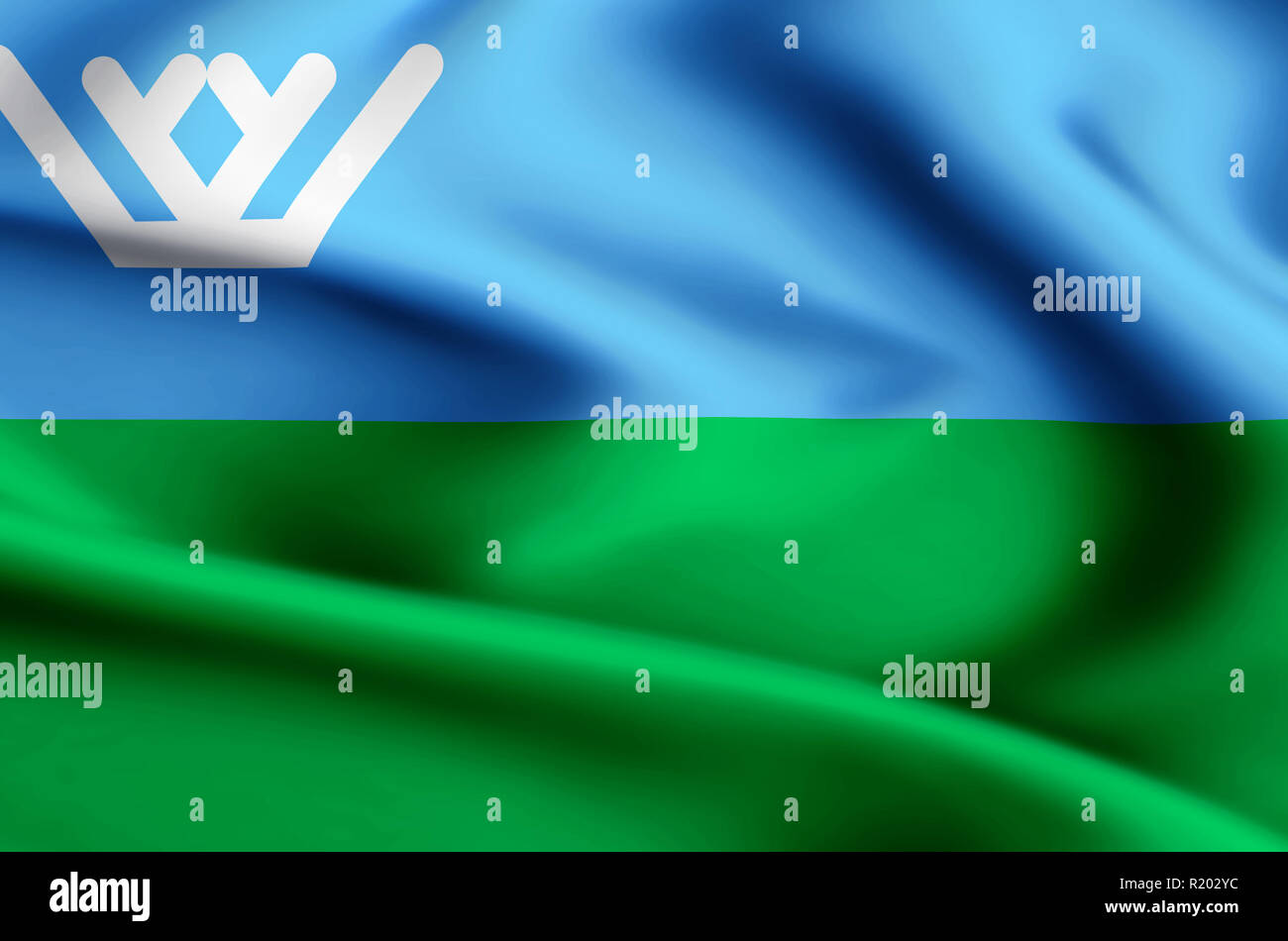 Yugra modern and realistic closeup flag illustration. Perfect for ...