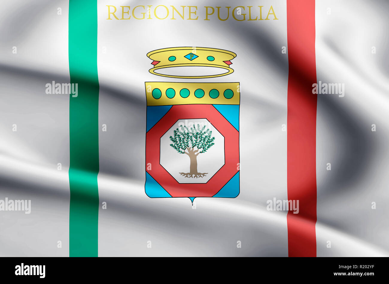 Apulia modern and realistic closeup flag illustration. Perfect for ...