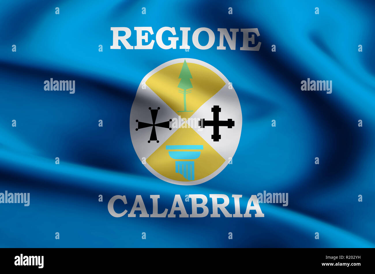 Calabria modern and realistic closeup flag illustration. Perfect for ...