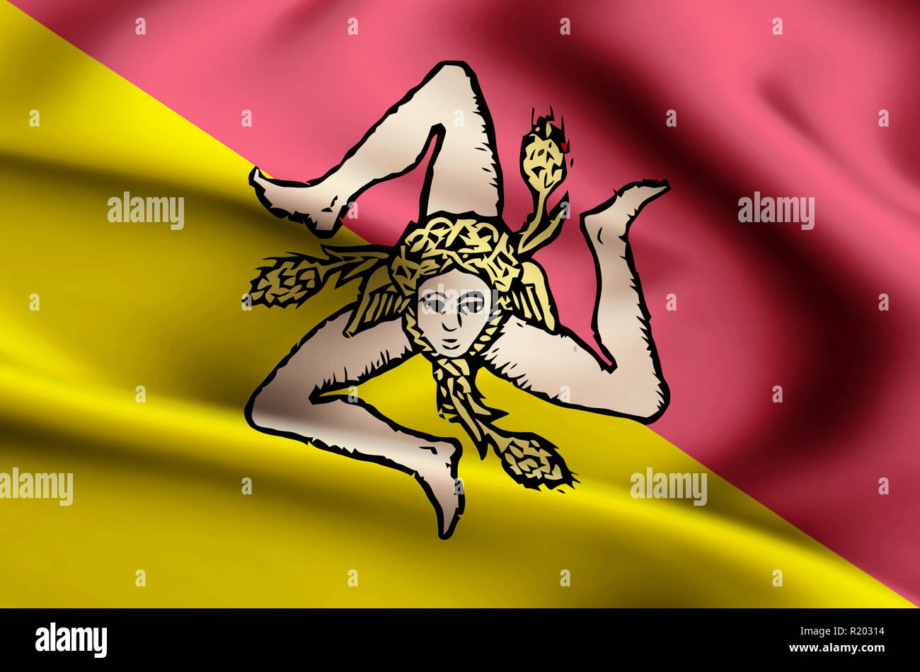 Sicily modern and realistic closeup flag illustration. Perfect for ...