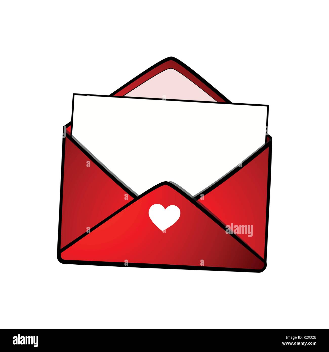 love mail red envelope isolated on white background vector illustration ...