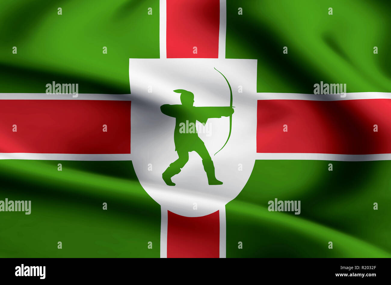 County Nottinghamshire modern and realistic closeup flag illustration ...