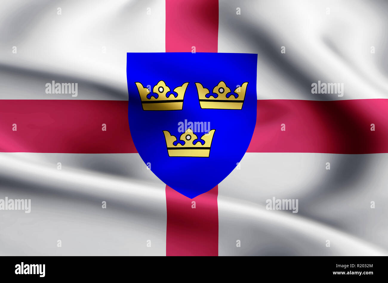 East Anglia modern and realistic closeup flag illustration. Perfect for ...