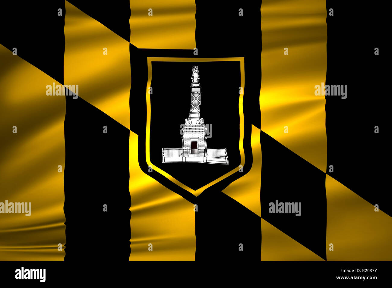 Baltimore City 3D waving flag illustration. Texture can be used as ...