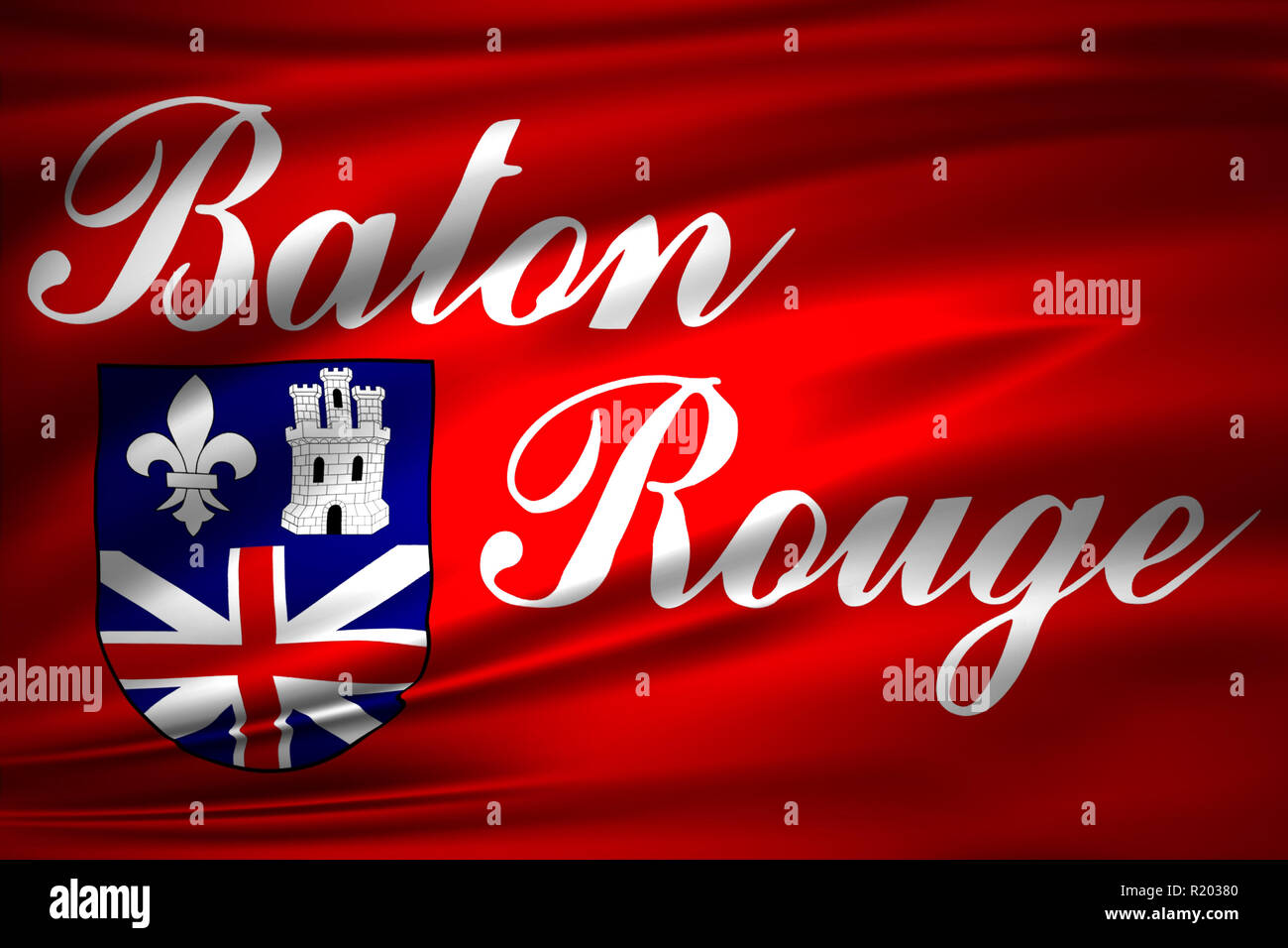 Baton Rouge 3D waving flag illustration. Texture can be used as ...