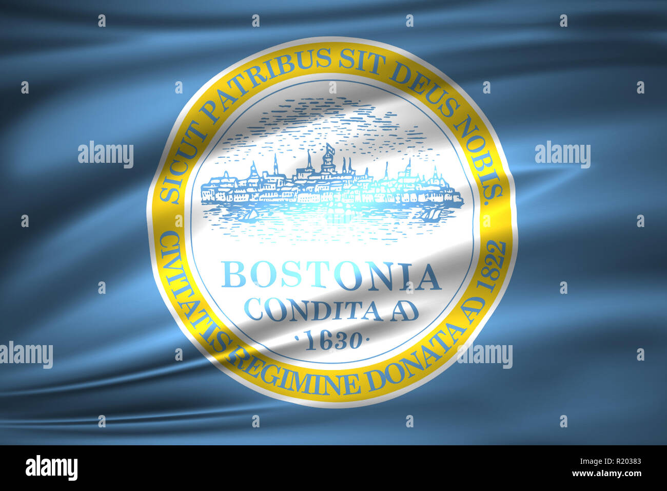 Boston 3D waving flag illustration. Texture can be used as background ...