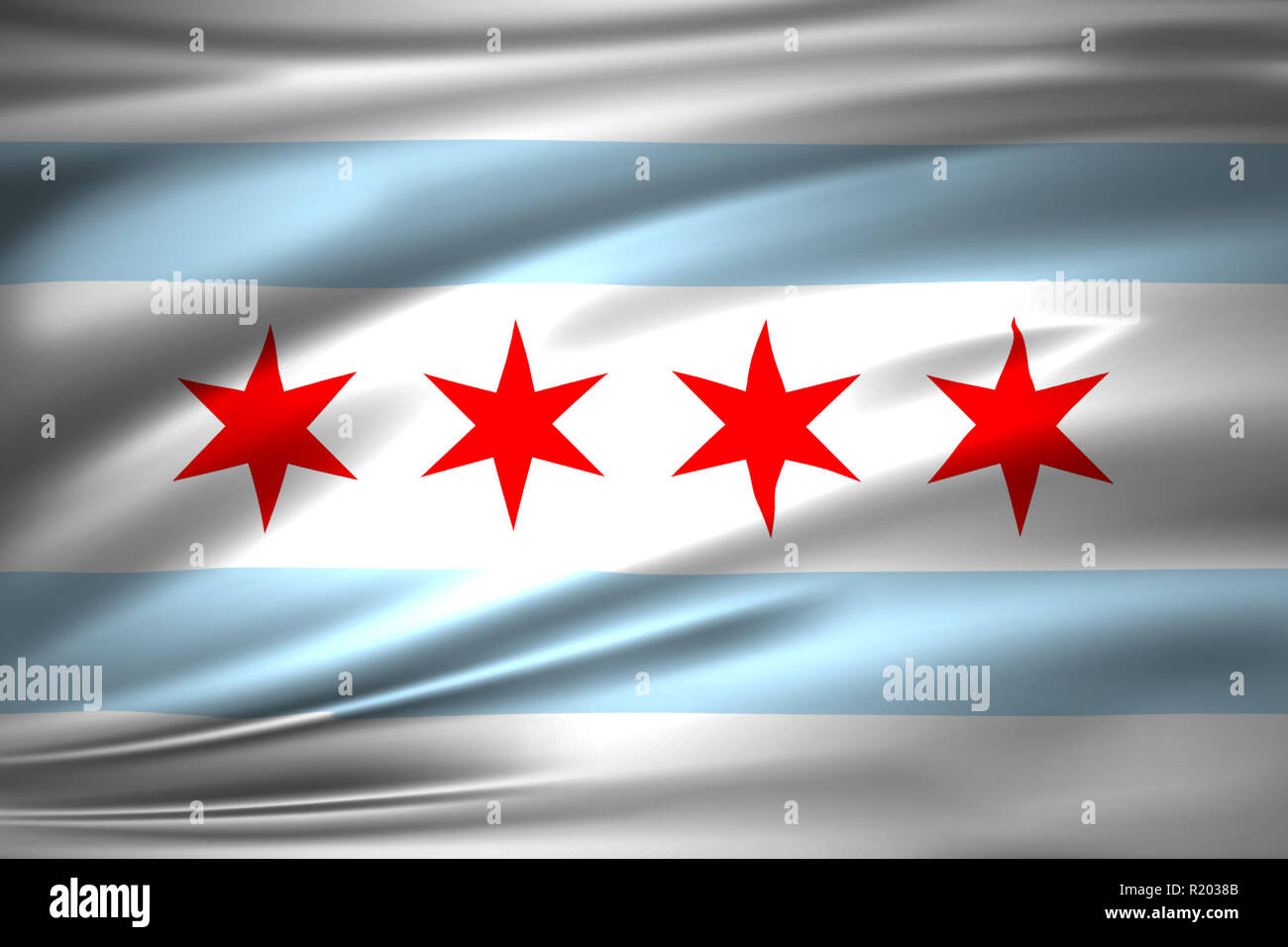 Chicago 3D waving flag illustration. Texture can be used as background ...