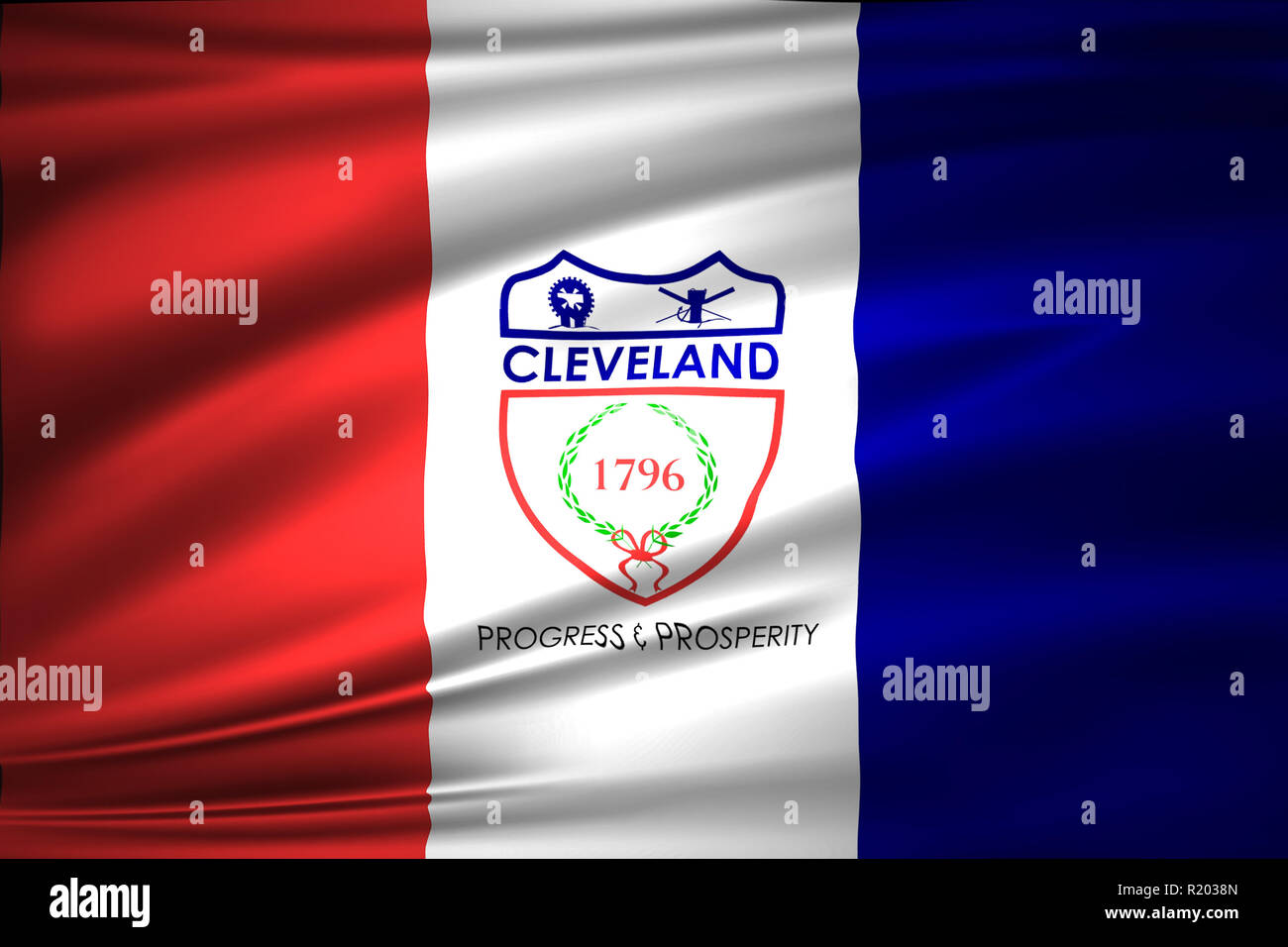Cleveland 3D waving flag illustration. Texture can be used as ...