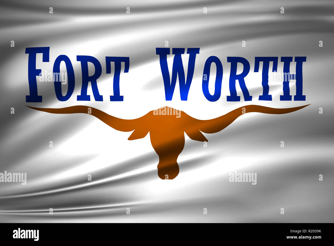 Fort Worth Texas 3D waving flag illustration. Texture can be used as ...