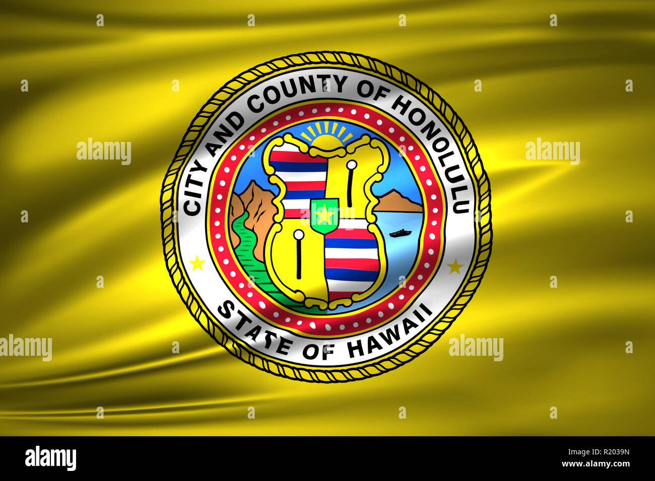 Honolulu Hawaii 3D waving flag illustration. Texture can be used as ...