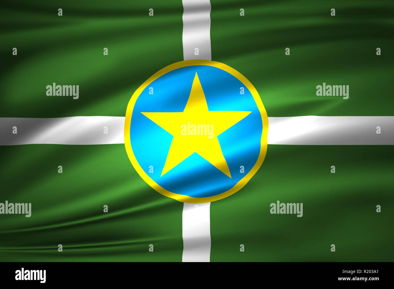 Jackson Mississippi 3D waving flag illustration. Texture can be used as ...