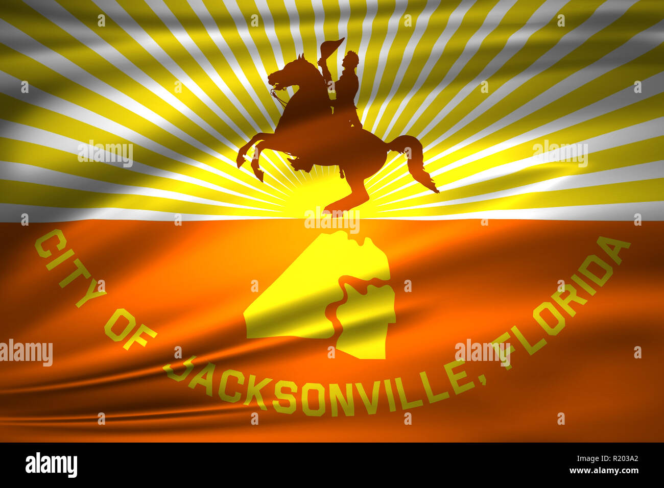 Jacksonville Florida 3D waving flag illustration. Texture can be used ...
