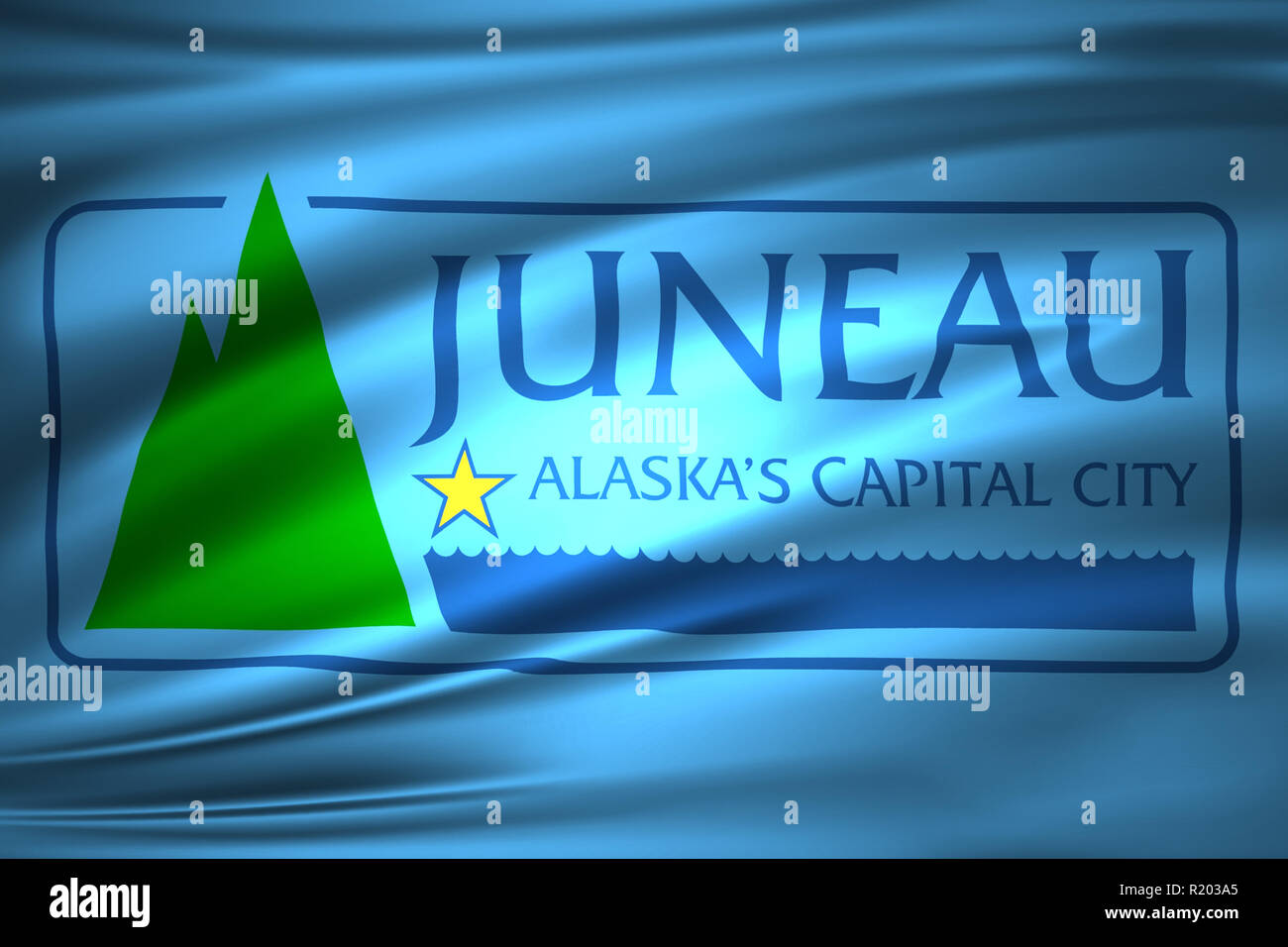 Juneau Alaska 3D waving flag illustration. Texture can be used as ...