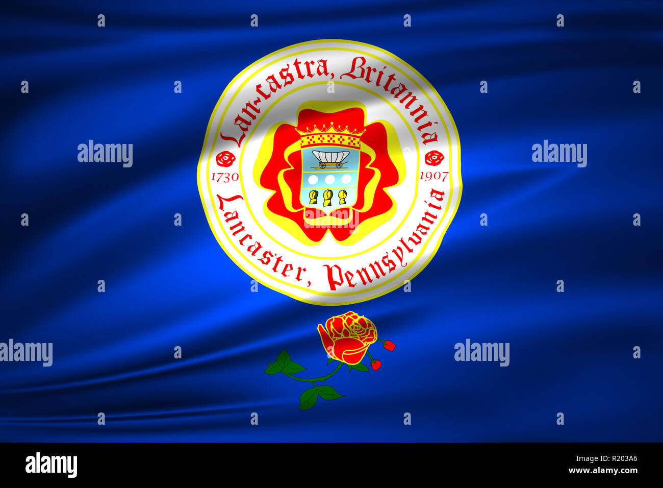 Lancaster Pennsylvania 3D waving flag illustration. Texture can be used ...