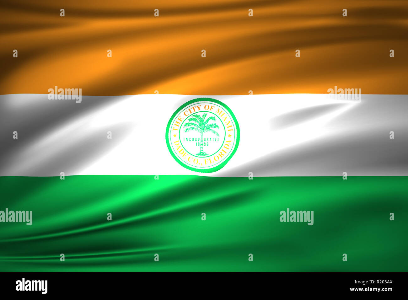 Miami Florida 3D waving flag illustration. Texture can be used as ...