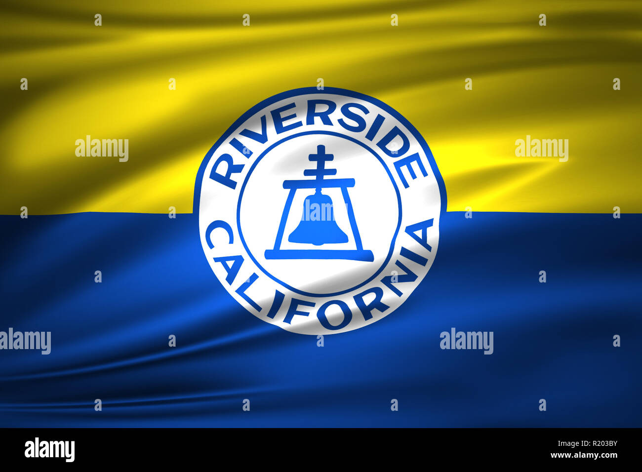 Riverside California 3D waving flag illustration. Texture can be used ...